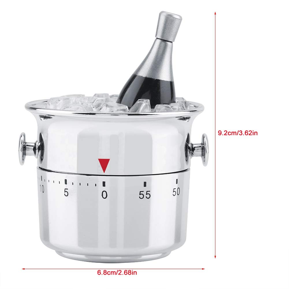 WBTY Bucket Shaped 60 Minutes Kitchen Timer Stainless Steel Mechanical Wind up Timer Time Reminder