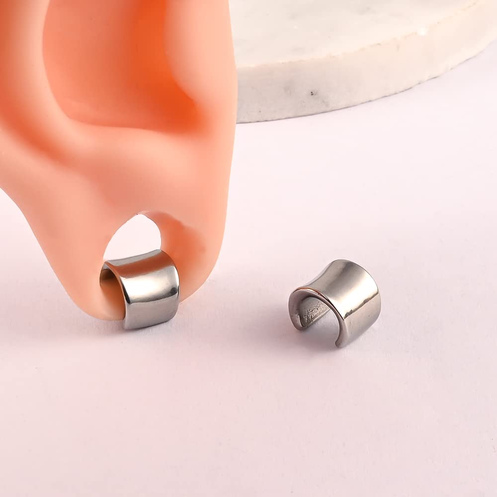 Vankula 2PCS Basic style Hypoallergenic Stainless Steel Plugs Ear Gauges Cuff Tunnels Piercing Expander Stretchers Fashion Body Jewelry