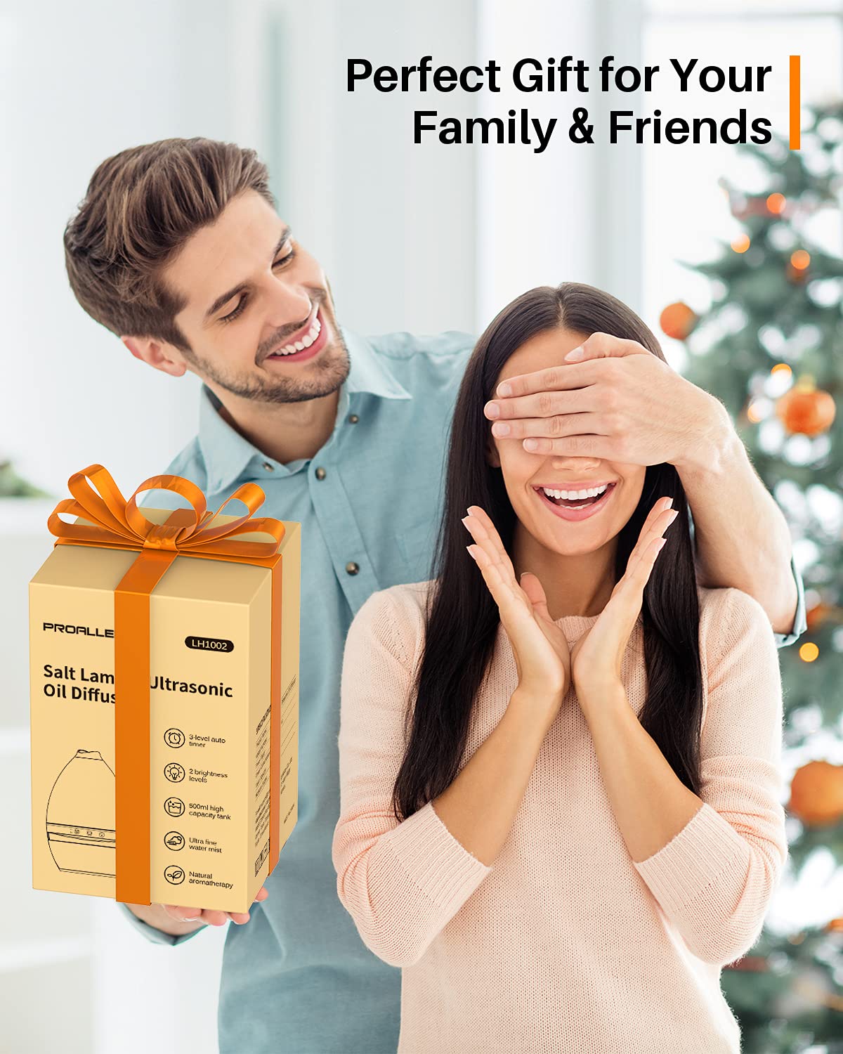 PROALLER 3-in-1 Himalayan Crystal Salt Lamp & Quiet Ultrasonic Essential Oil Diffuser & Cool Mist Humidifier for Bedroom, 2 Changing Light, 500ml Air Machine with Auto Shutoff, without Essential Oil