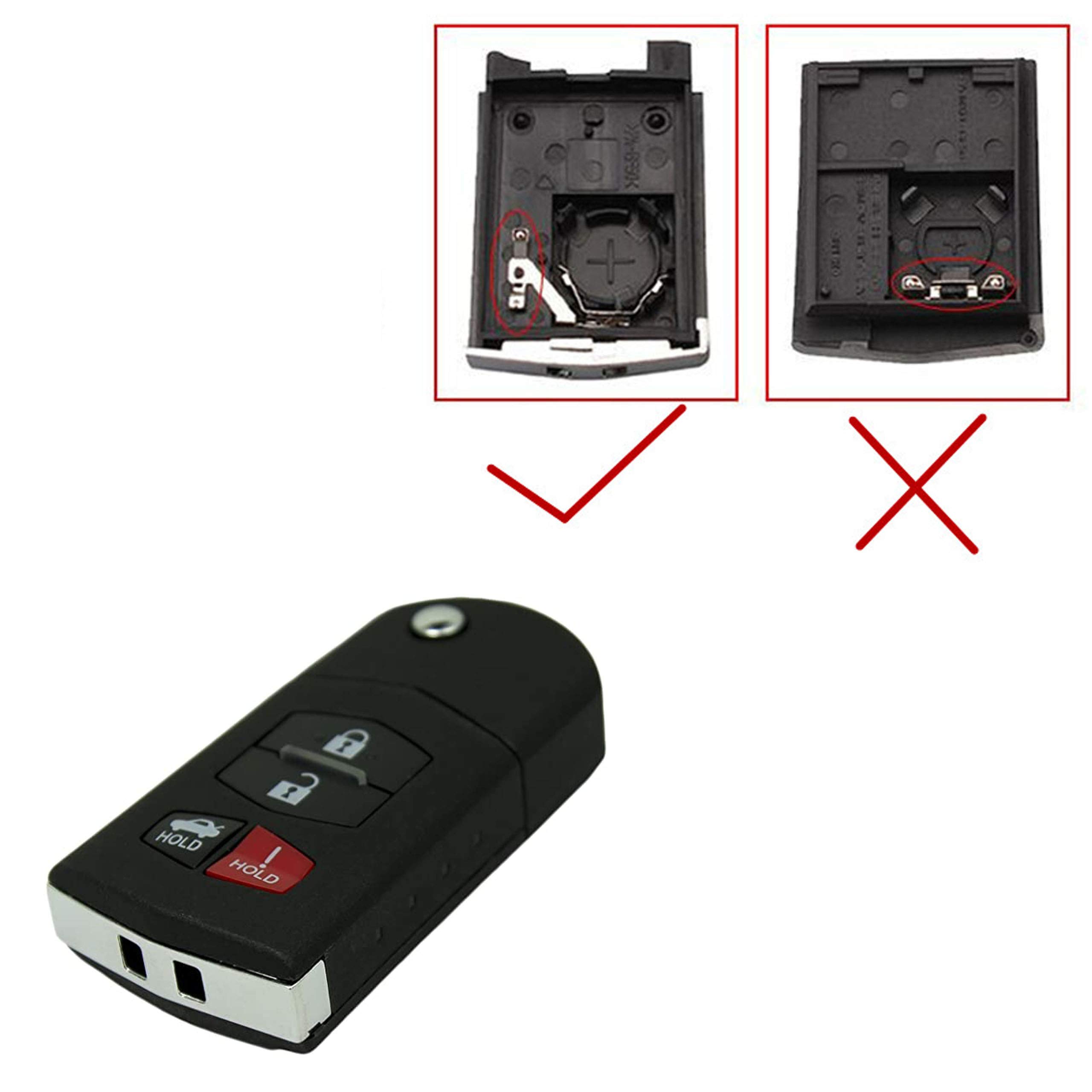 QIXIUBIA for Mazda 4 Buttons Folding Uncut Blade Key Fob Case Shell Fit for 2006-2015 Mazda MX-5 Miata 2010-2013 Mazda 3 2009-2013 Mazda 6