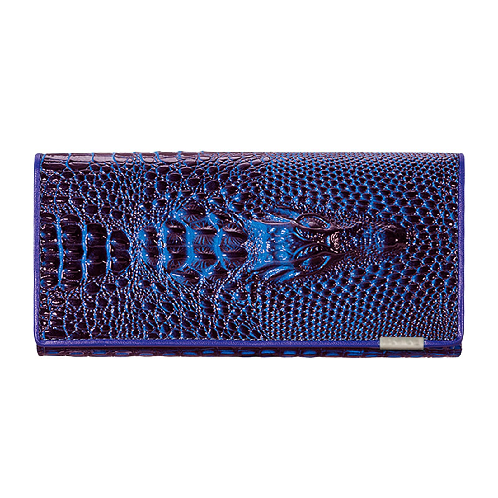 Wallet Women, Crocodile Head Hinge Bag, Long Section Pu Leather Multi-Card Clutch Bag (Blue)