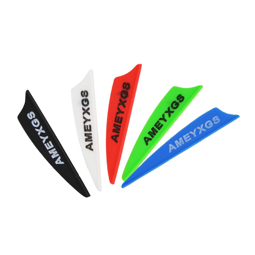 SHARROW 100pcs Archery Fletchings Rubber Shield Feathers 2" 3" 4" Hunting Fletches for Arrows DIY Accessory (red, 3inch)
