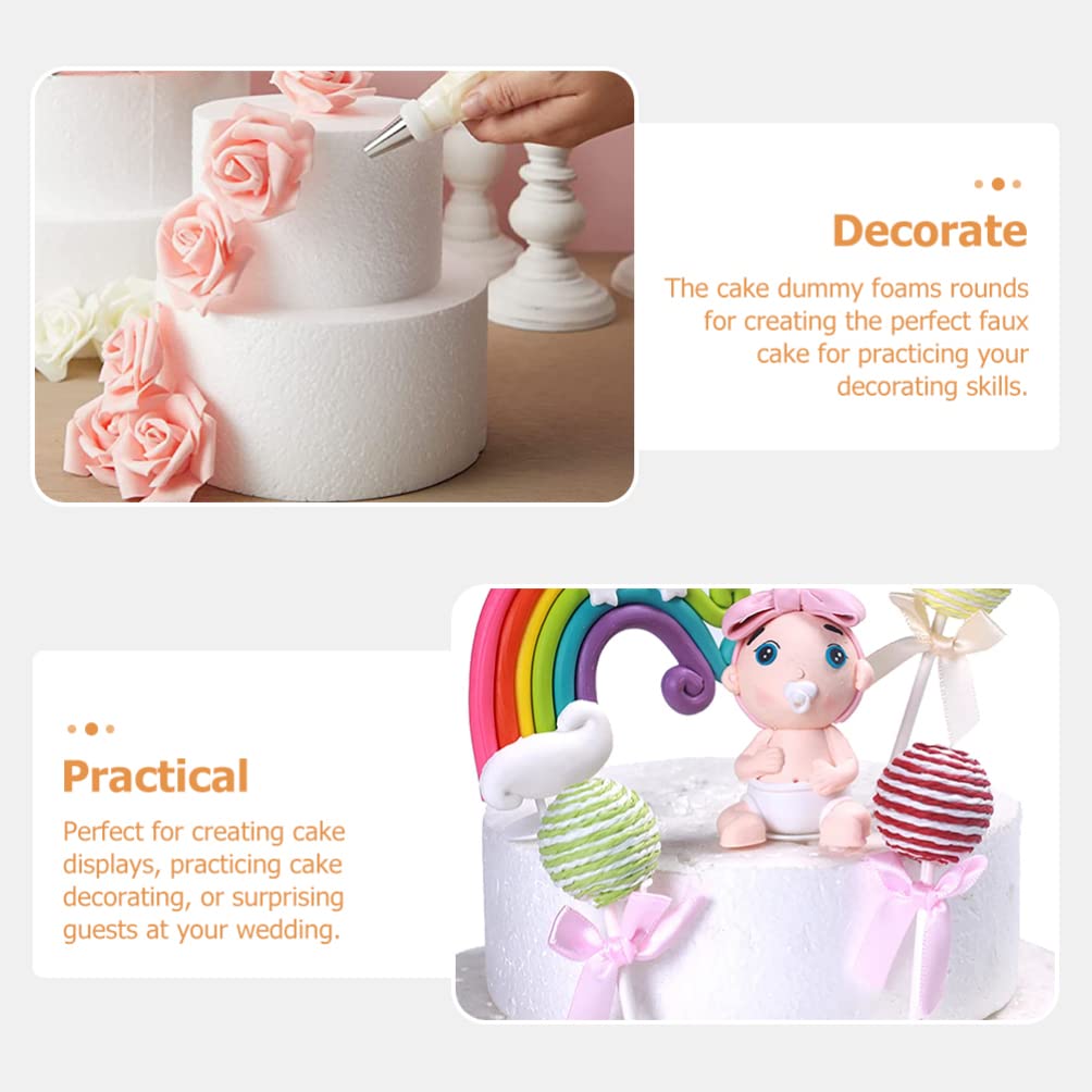 SHERCHPRY 4pcs Craft Shapes Foam Wedding Decor Cake Decorating Foams Cake Simulated Cake Model Cake Practice Round Cake Dummies 6 Cake Tier Faux White Flowers Practice Tools To Rotate