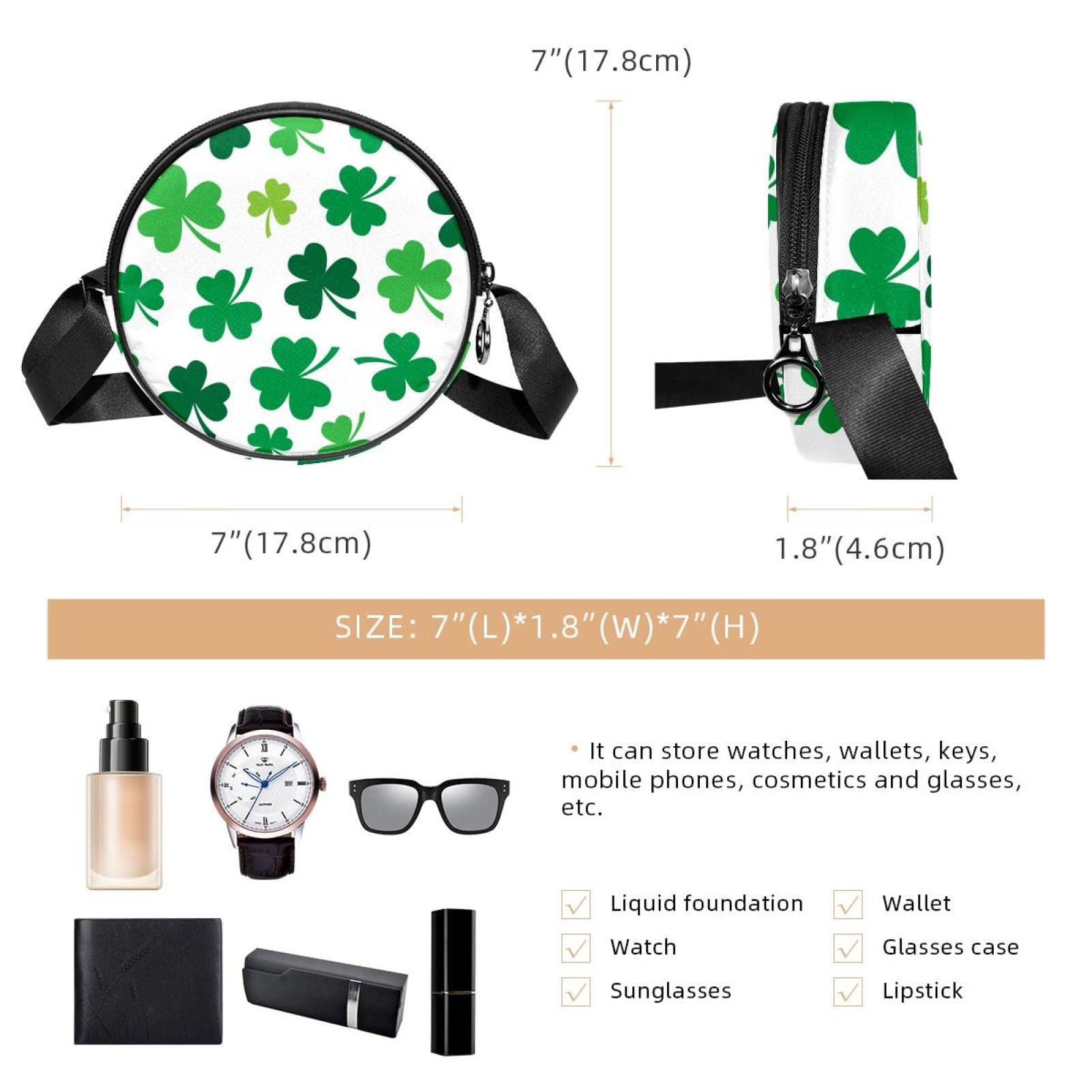 Wangsxing Small Crossbody Bag Shamrocks Round Purse Wallet Shoulder Bag