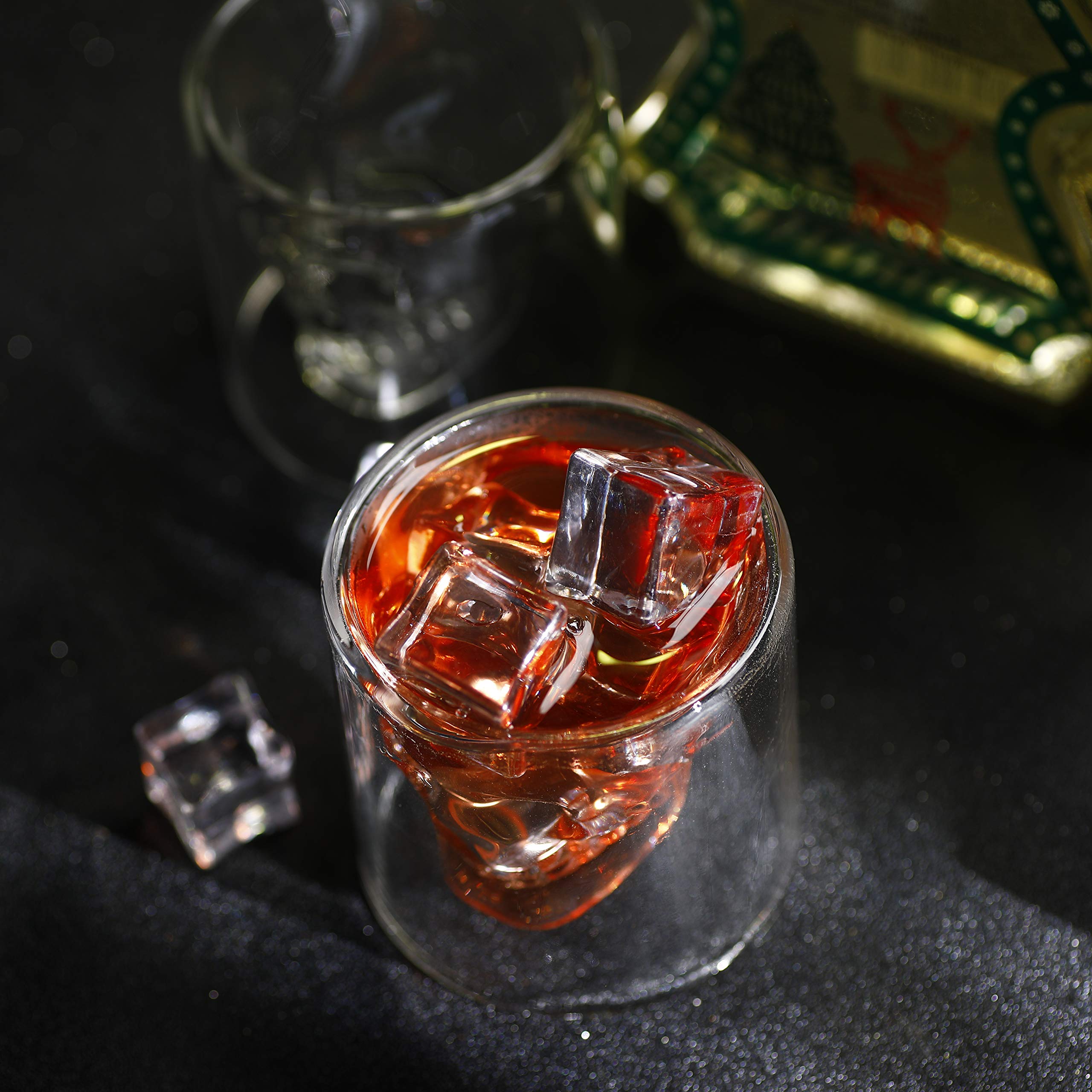 Viktorwan Skull Glasses, Shot Glasses,Funny Crystal Drinking Cup,Creative Whiskey Glasses,Double Wall Cool Beer Cup for Wine Cocktail Vodka,Home Halloween Party Bar Gift, set of 4 (25ml)