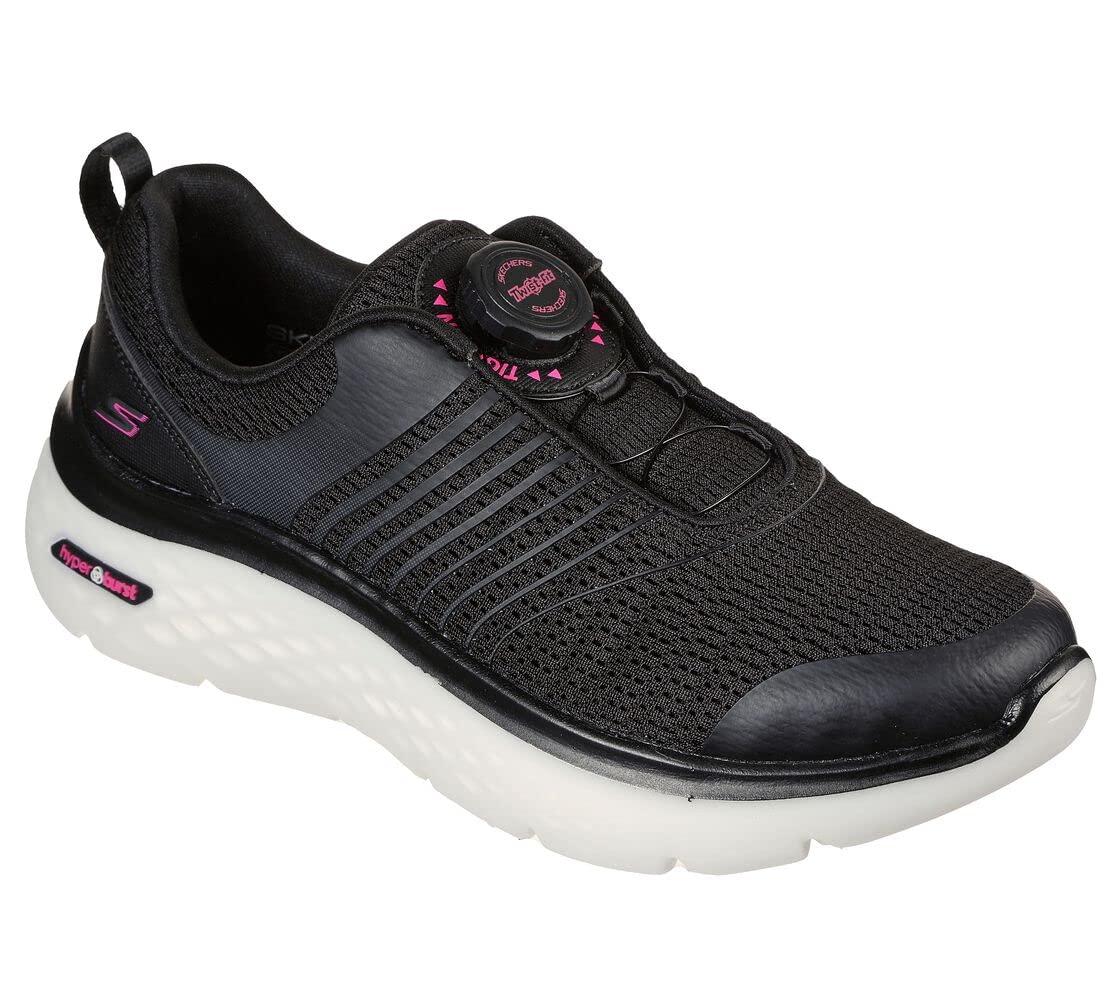 Skechers Women's Twist Fit: GO Walk Hyper Burst - Bold Outlook Sneakers, Black/Hot Pink, 11