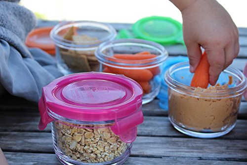 Wean Green Round Wean Bowls 6oz/165ml Baby Food Glass Containers - Pea (Set of 4)