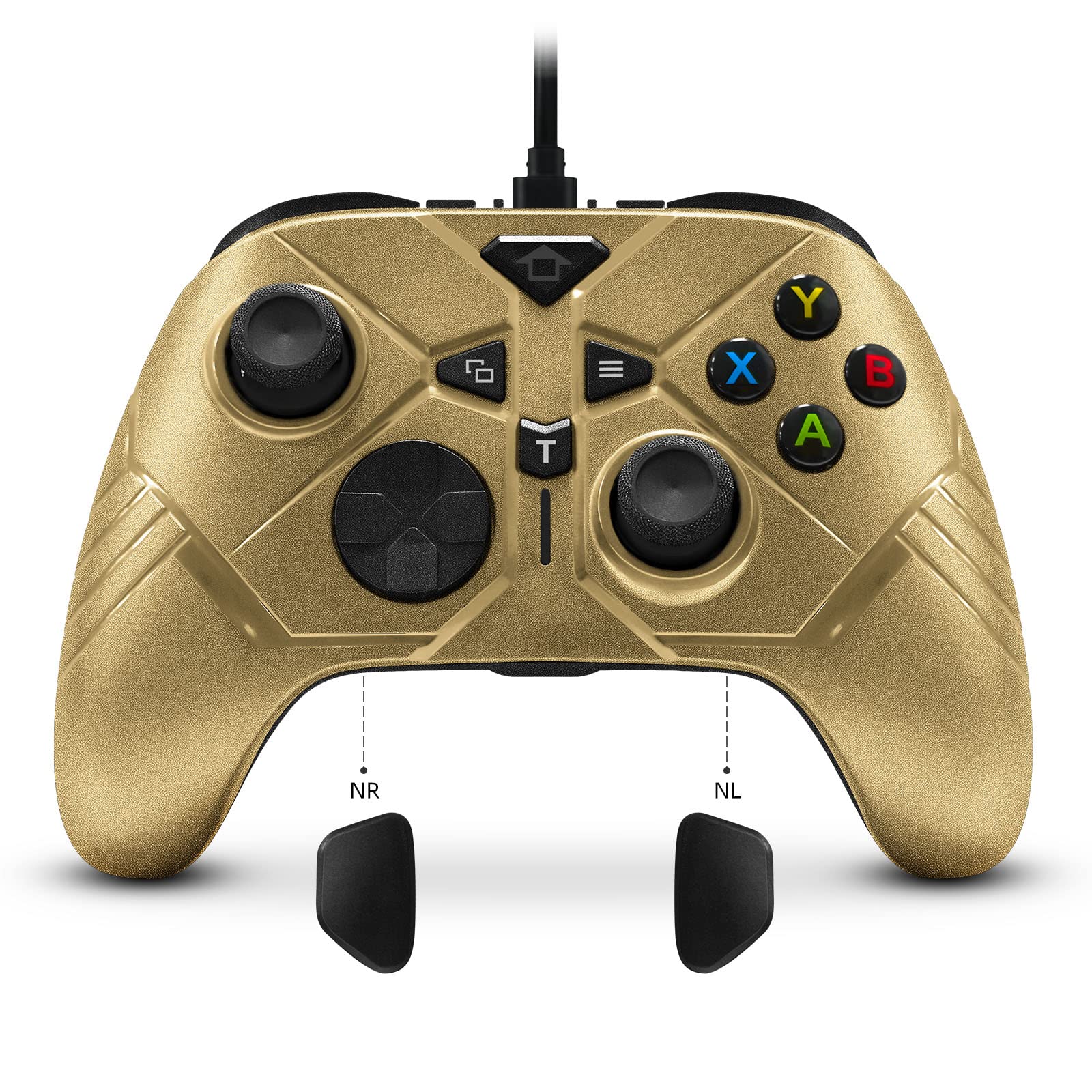XBox Wired Controller with Back Button,Gaming Controller Double Vibration Gamepad Joystick Compatible with Xbox One/One X/One S/One Series X/S/Elite/PC Windows (Gold)…