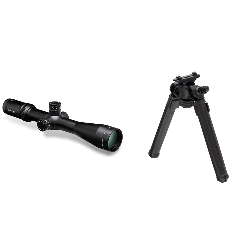 Vortex Optics Viper HS-T 6-24x50 SFP Riflescope VMR-1 MOA and Magpul Rifle Bipod Gun Rest for Hunting and Shooting, M-LOK, Black Bundle