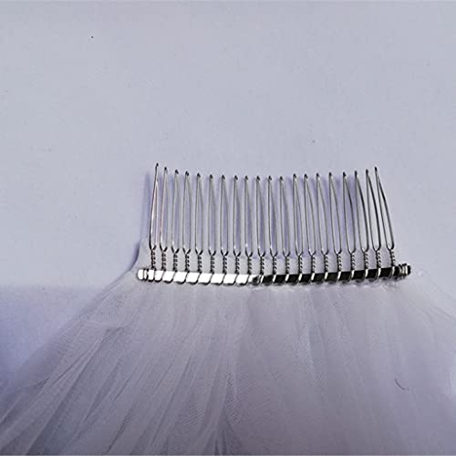 XBWEI Bridal Veil with Comb, Fashionable Bridal Wedding Accessories, 1 Layer, White, Single, with Comb (Color : D, Size : 500 Centimeters)
