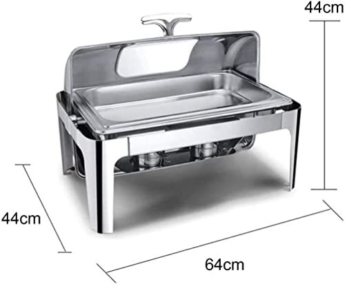 UZOURI 9L Stainless Steel Chafing Dish Set Buffet Silver Catering Warmer Set, Rectangle Chafing Dish Set, for Buffet Catering Kitchen Party(Size:Single Grid) (Double Grid)