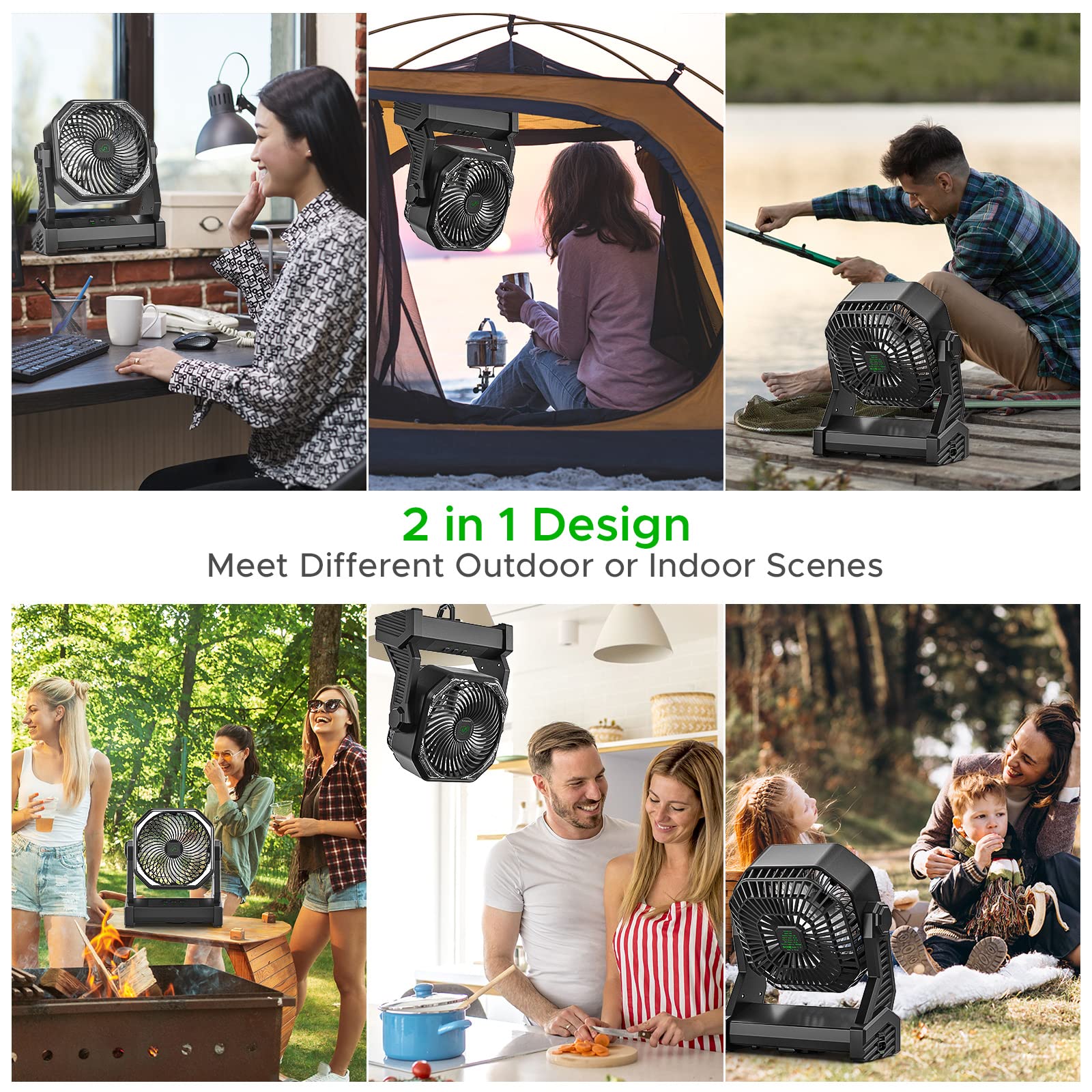 Oscillating Stroller Fan, 5000mAh Rechargeable Camping Fan, Multifunctional USB Desk Fan - Removable Flexible Octopus Tripod with Hanging Hook,3 Speed&LED Light for Stroller/Tents /Gym…