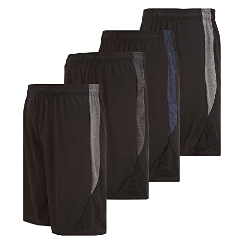 X Game Time- 4 Pack Basketball Shorts Men, Active Quick Dry Workout Men Shorts with Pockets and Elastic Waistband