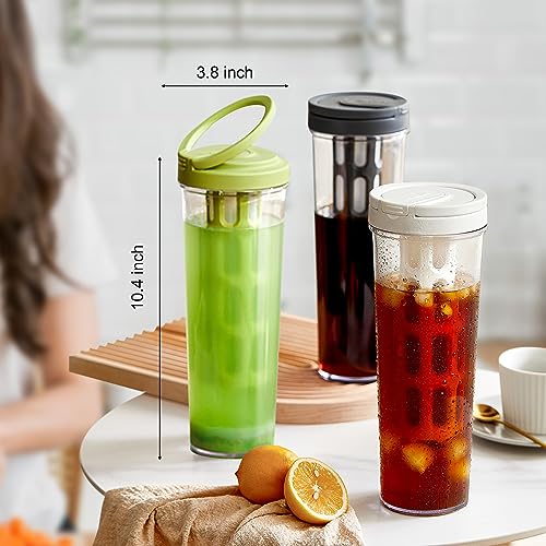 Portable Cold Brew Coffee Maker - 1L Cold Brew Water Bottle with Fruit Infuser for Making Iced Fruit Tea and Coffee - Perfect for Outdoor Exercise Travel and Gym (Green)