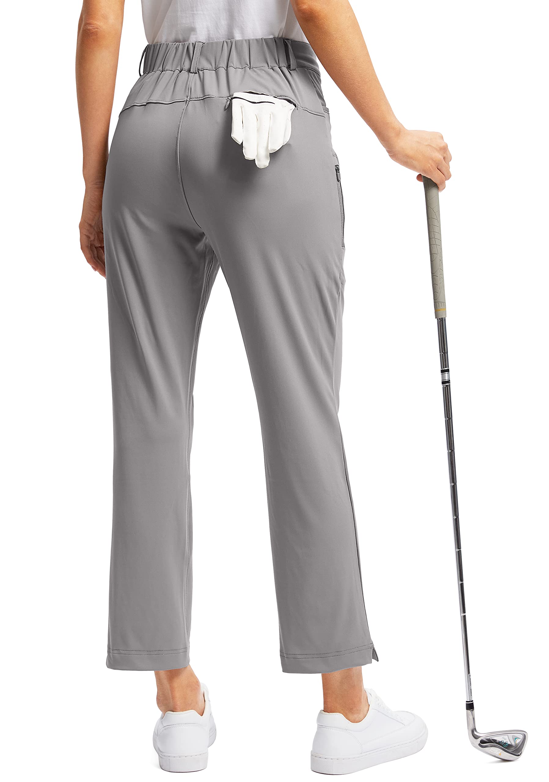 Women's Golf Pants with Zipper Pockets 7/8 Stretch Sweatpants Casual Athletic Work Ankle Pants for Women(Grey_camo,L)