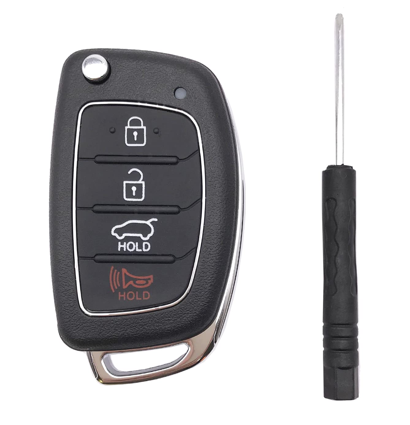 Replacement Key Fob Case Shell Fit for Hyundai Sonata Santa Fe Keyless Entry Remote Control Key Fob Cover Casing with Uncut Blade Blank and Screwdriver (Black)