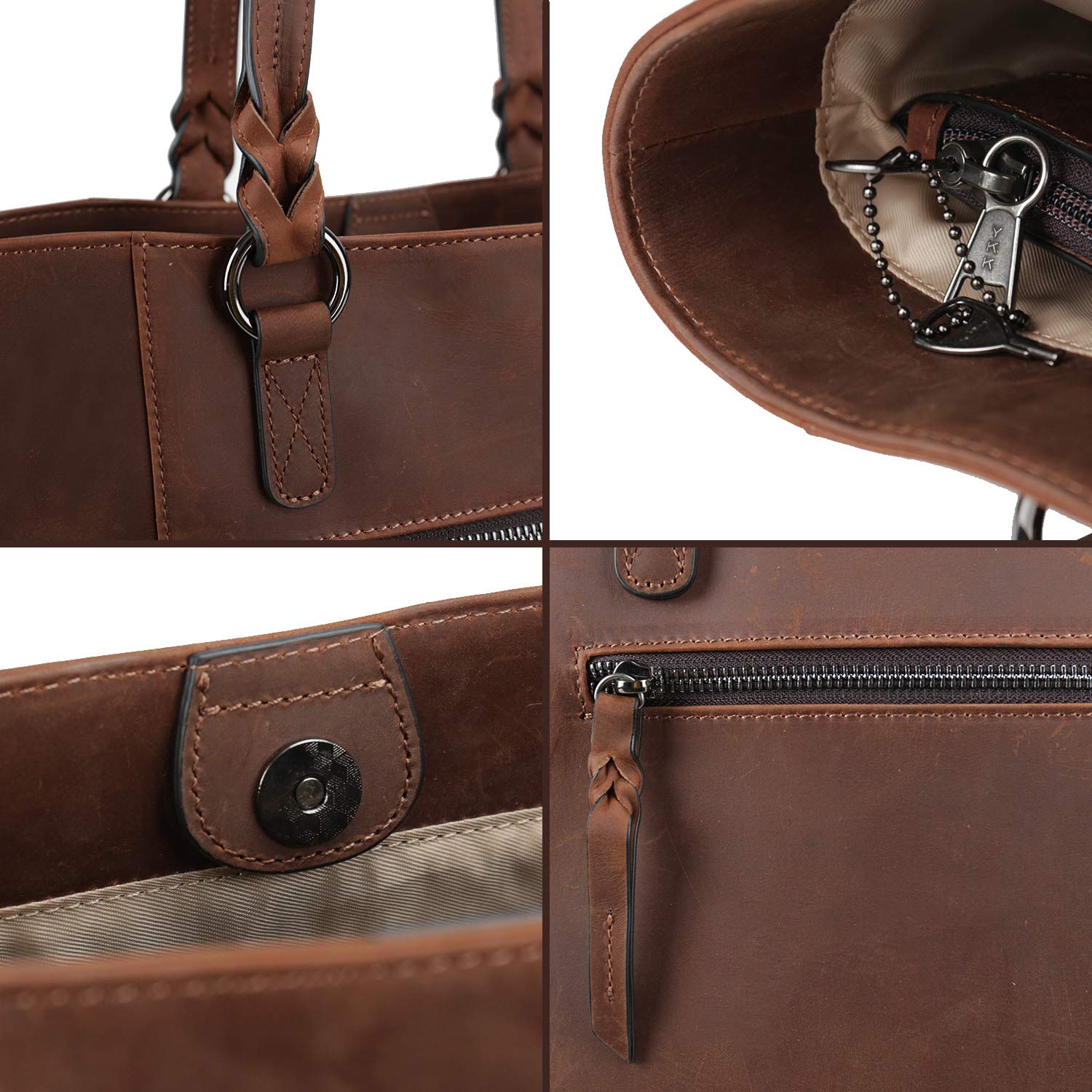 Women's Gun Purse - Locking Concealed Carry Maddie Tote with Universal Velcro Holster (Distressed Brown)