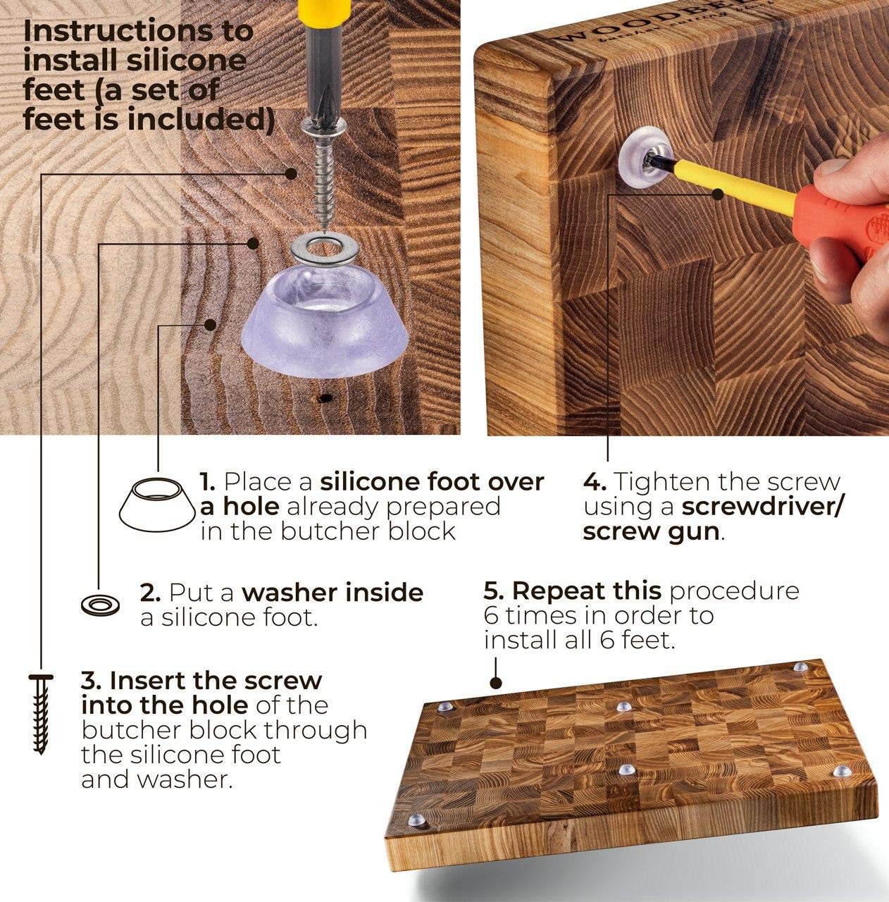 Professional butcher block cutting board 24 x 18 inch extra large thick wooden double sided end-grain chopping board