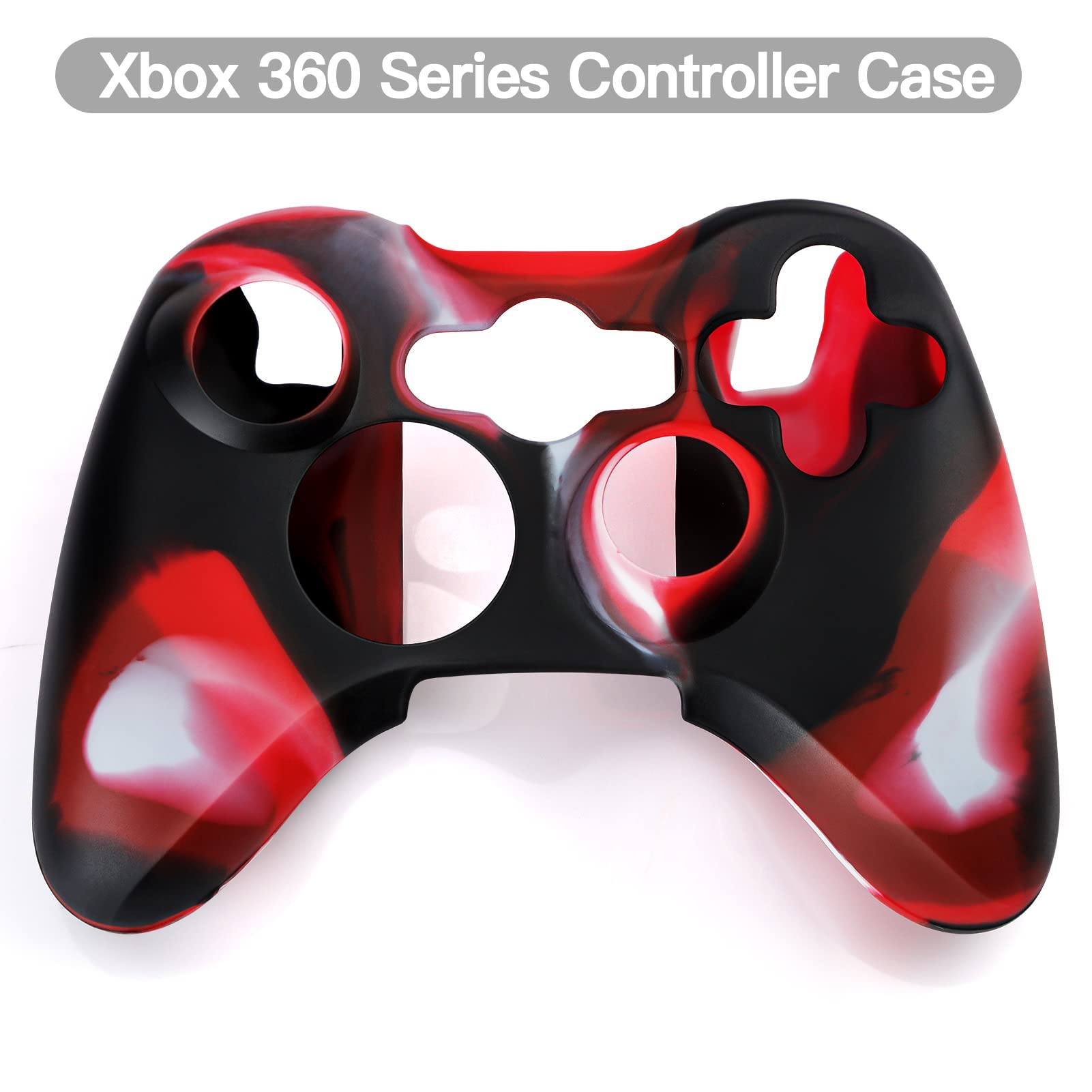 XNMOA Protective Skin for Xbox 360 Protector Cover Case for Xbox Accessories Set, Anti-Slip Soft Comfort Silicone Skin Case Compatible with Xbox 360 Controller (Red Black White )