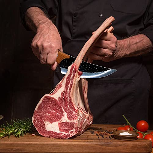 Viking Knife Caveman Ultimo Knife,Cleaver Super Sharp with Sheath Steel Butcher for Meat,Handmade Japanese Chef Knife, Forged Meat Cleaver knife,Camping, BBQ Chef knife