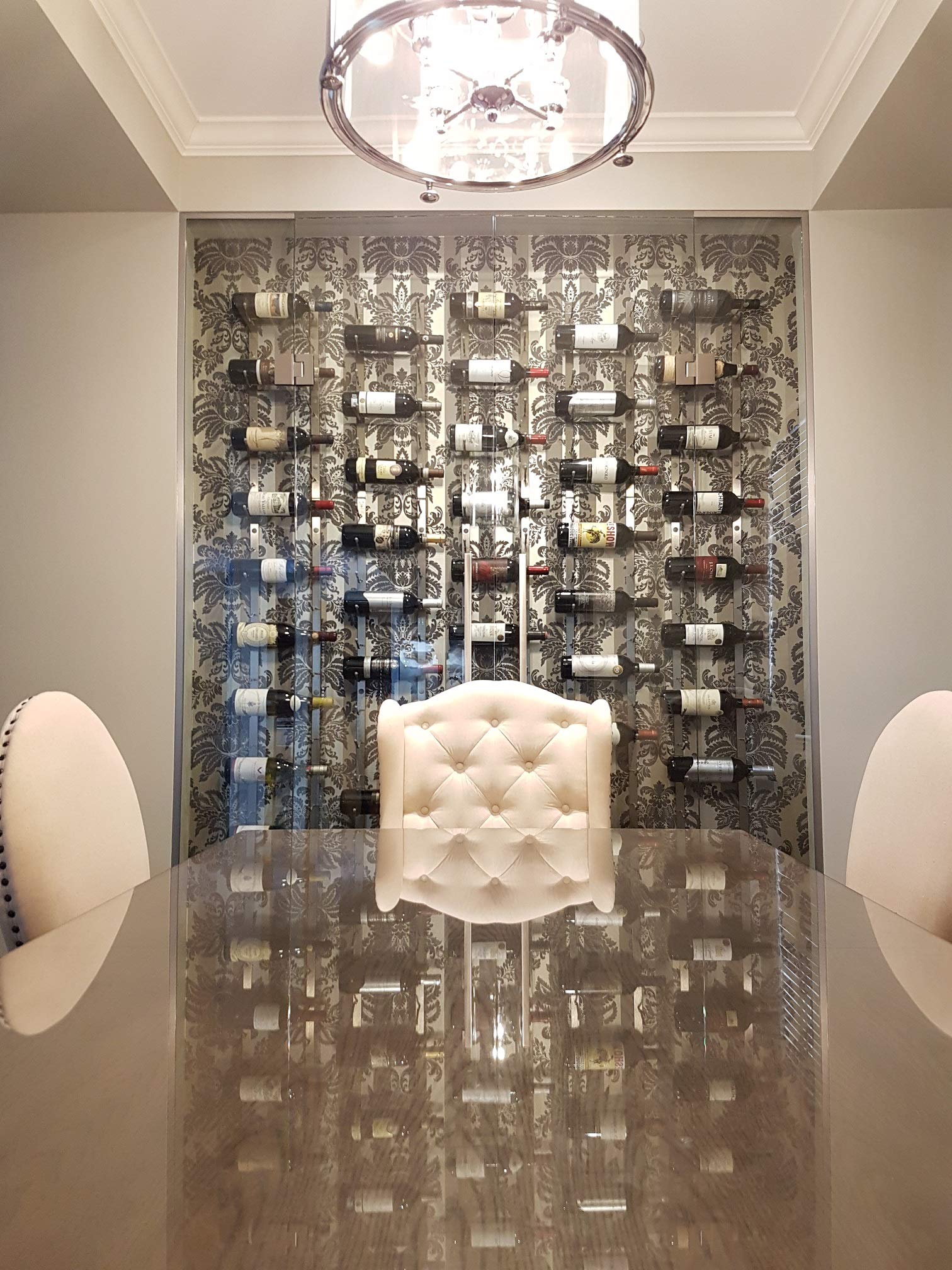 VintageView W Series - Presentation Row Wall Mounted Wine Rack (9 Bottles, Satin Black) Stylish Modern Wine Storage with Label Forward Design