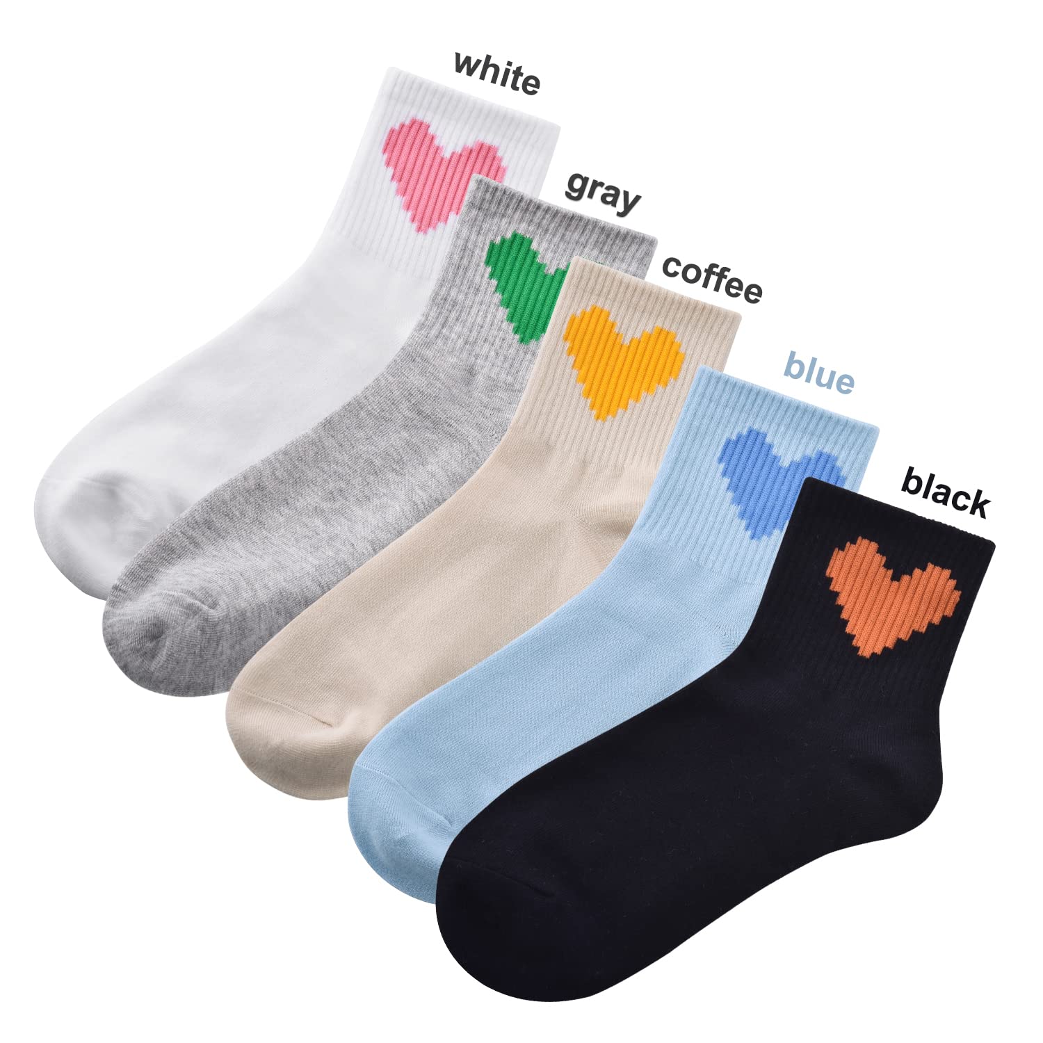 WKJHO Women's Combed Cotton Ankle Socks,5 Pairs Warm Soft Crew Socks for Women Athletic Running Socks Cute Outfit Socks