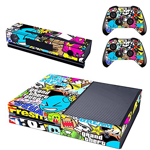 REYTID Console Skin/Sticker + 2 x Controller Decals & Kinect Wrap Compatible with Microsoft Xbox One - Full Set - Big Graffiti