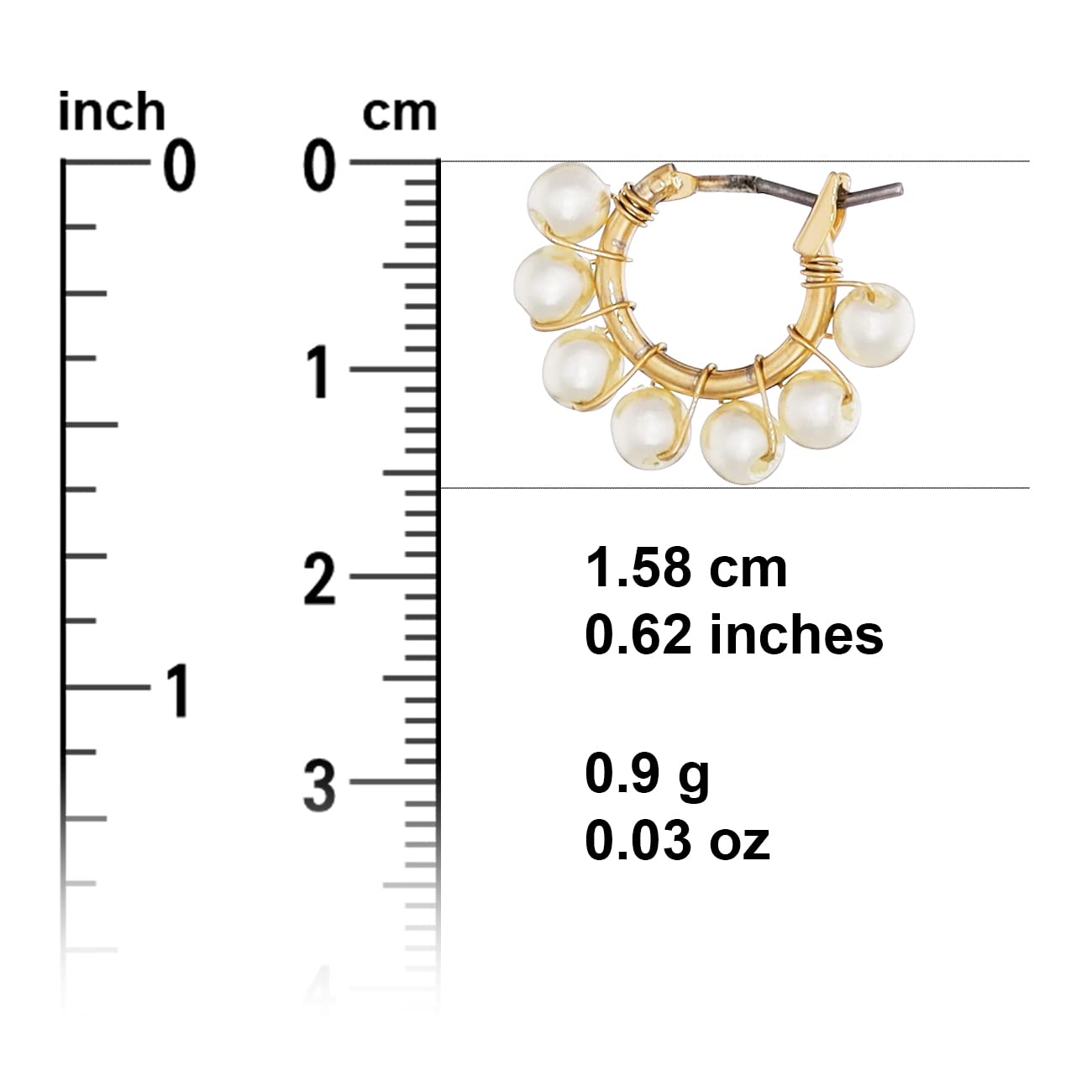 Simulated Pearl Lightweight Hoop Earrings for Women Girls (Gold)