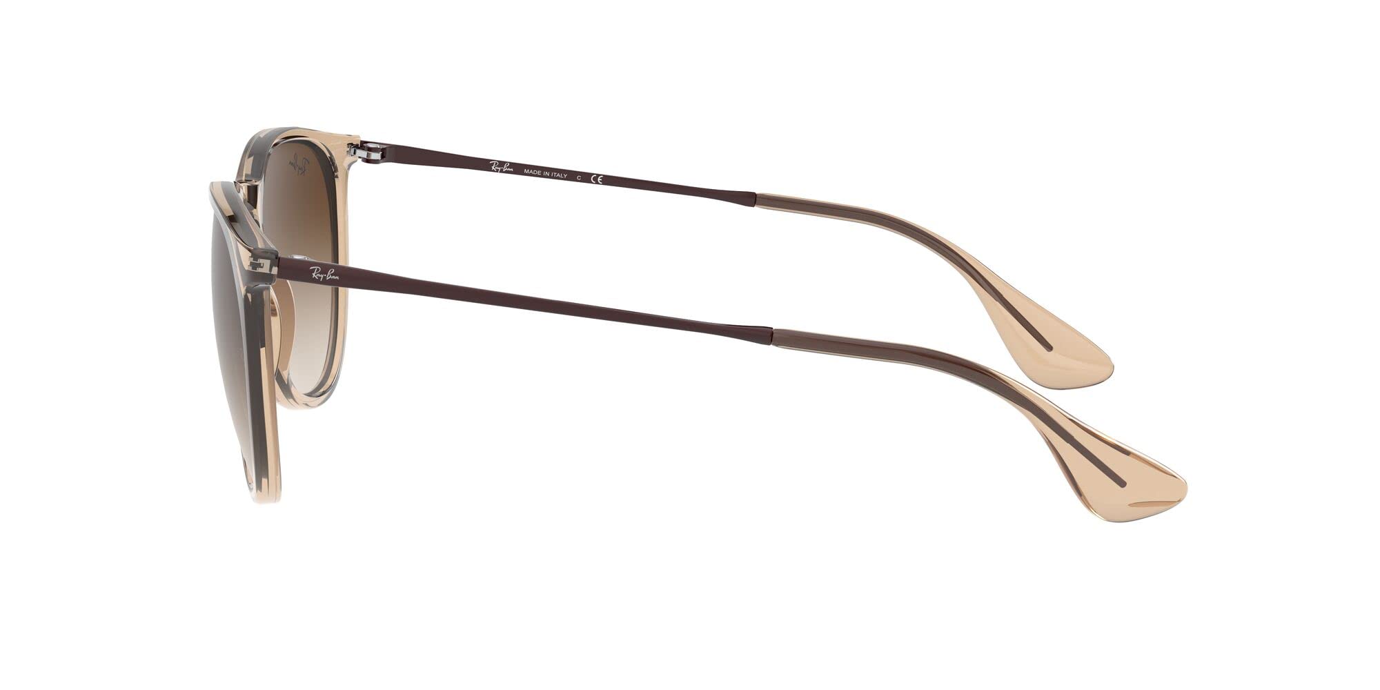 Ray-Ban RB4171F Erika Low Bridge Fit Round Sunglasses, Transparent Light Brown/Brown Gradient Dark Brown, 54 mm