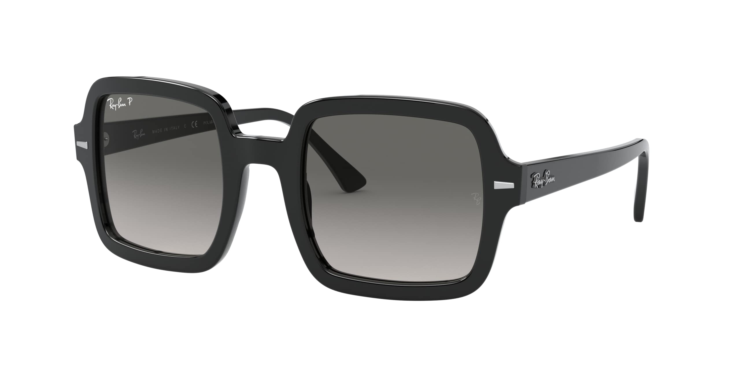 Ray-Ban Women's RB2188 Square Sunglasses, Black/G-15 Green, 53 mm