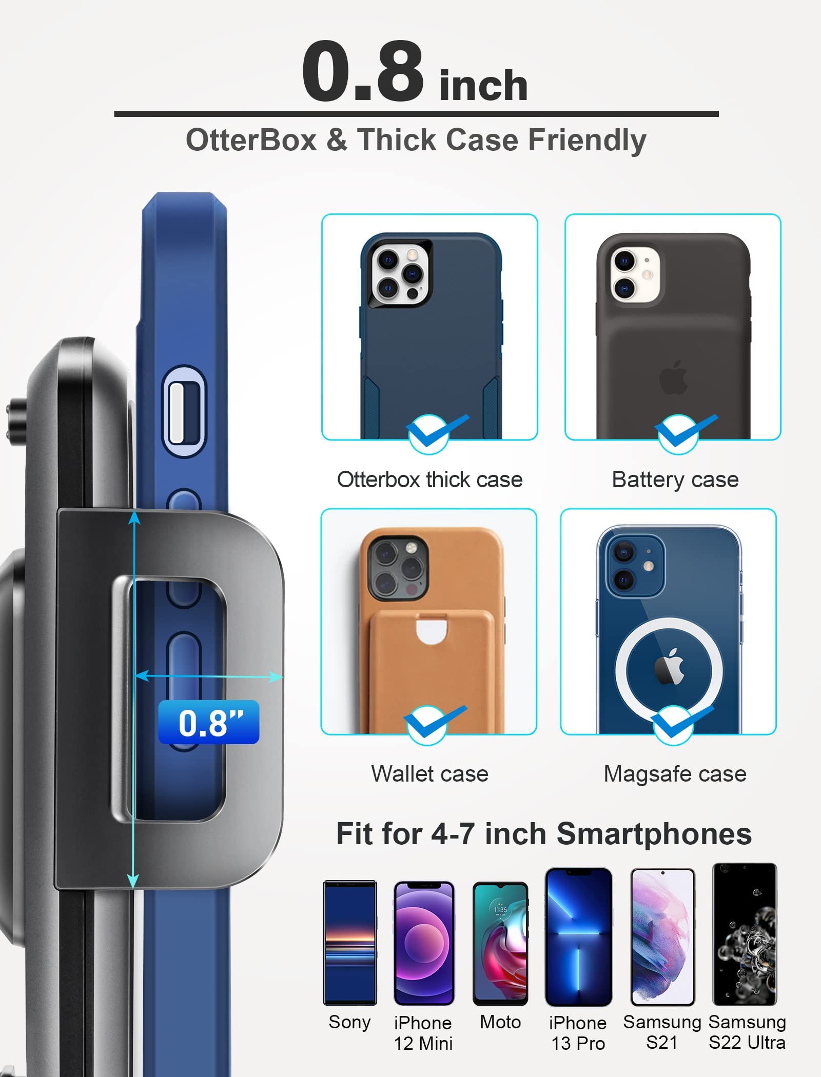 TOPGO [Upgraded Car Cup Holder Phone Mount Adjustable Gooseneck Automobile Cup-Holder-Phone-Car-Mount for iPhone 14 Samsung(Black+Blue)