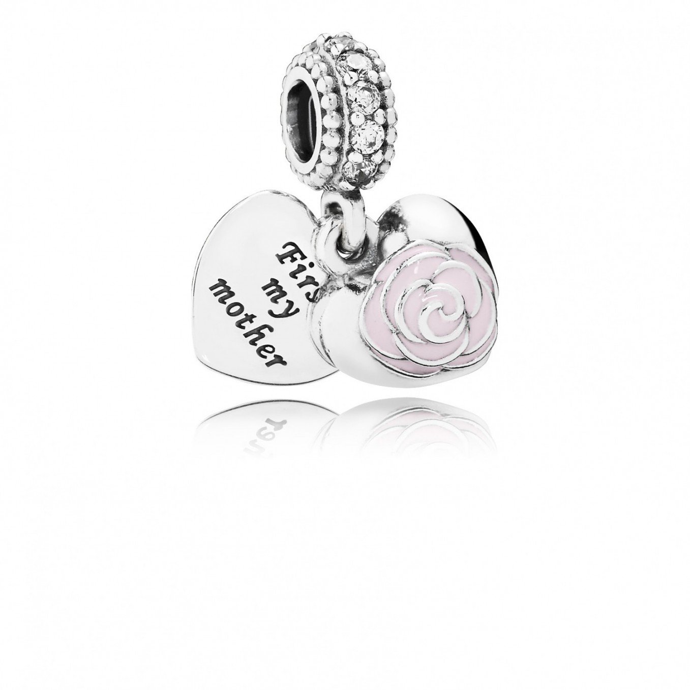 Pandora Jewelry Mother and Friend Flower Dangle Cubic Zirconia Charm in Sterling Silver