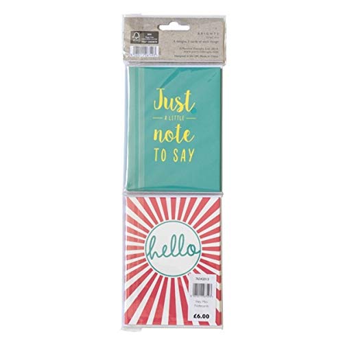 Portico Designs Mini Blank Notecard Set Colorful Note Cards Small Stationary Set, 12-Count, Brights