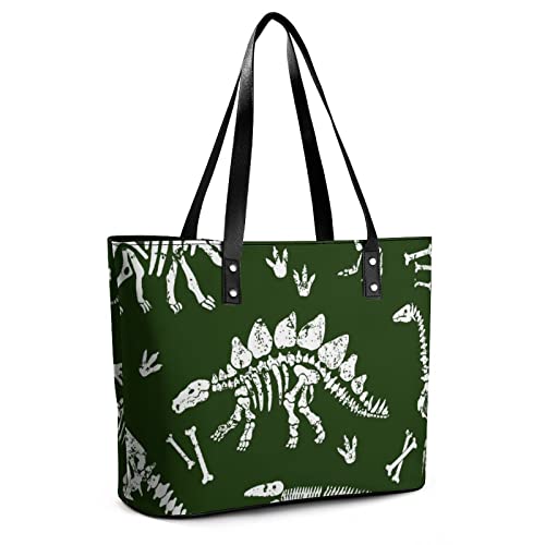 Womens Handbag Dinosaurs Skeleton Leather Tote Bag Top Handle Satchel Bags For Lady