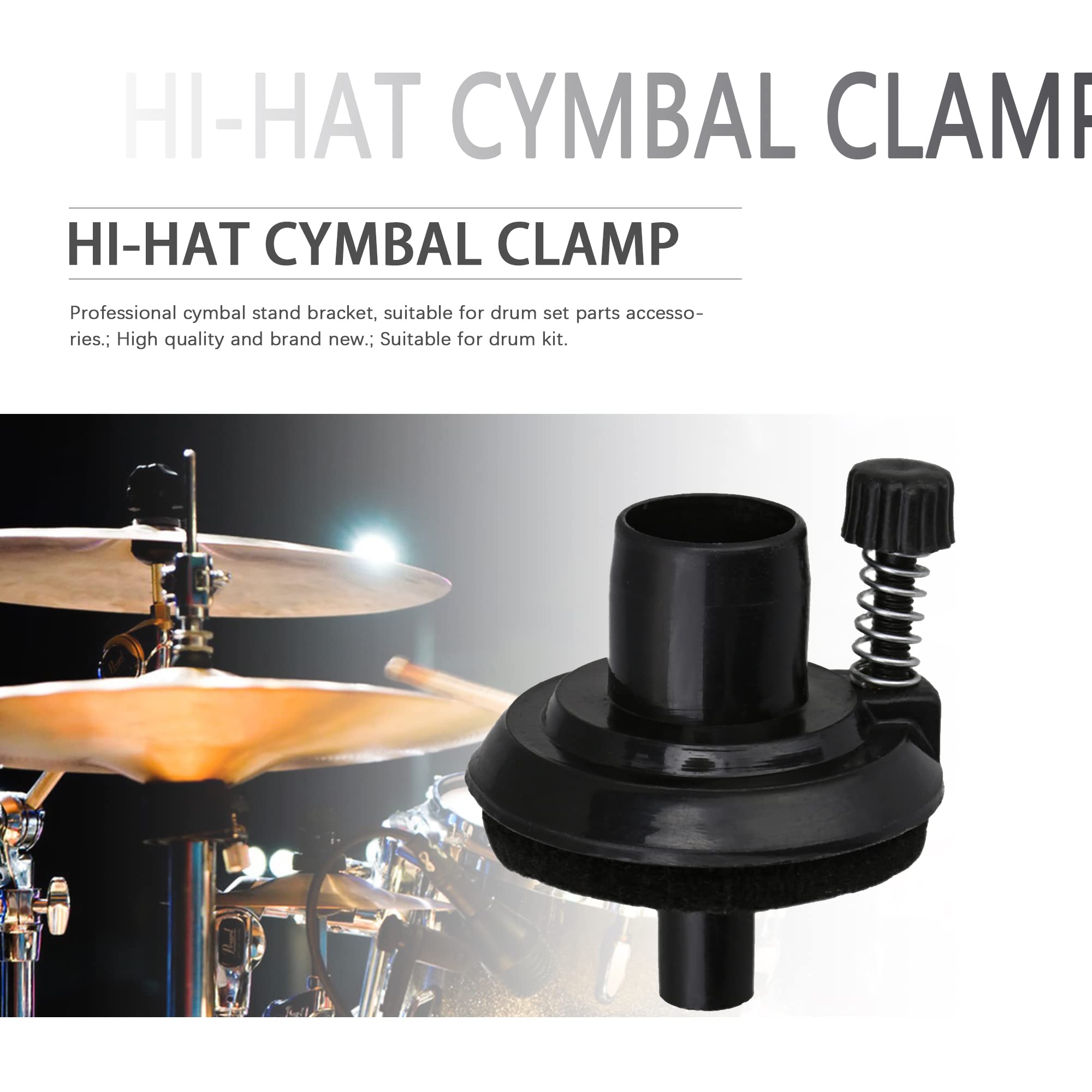 Xstyle Hi-hat Cymbal Stand Holder, 22mm Black Rubber Hi-hat Support for Drum Set Accessories