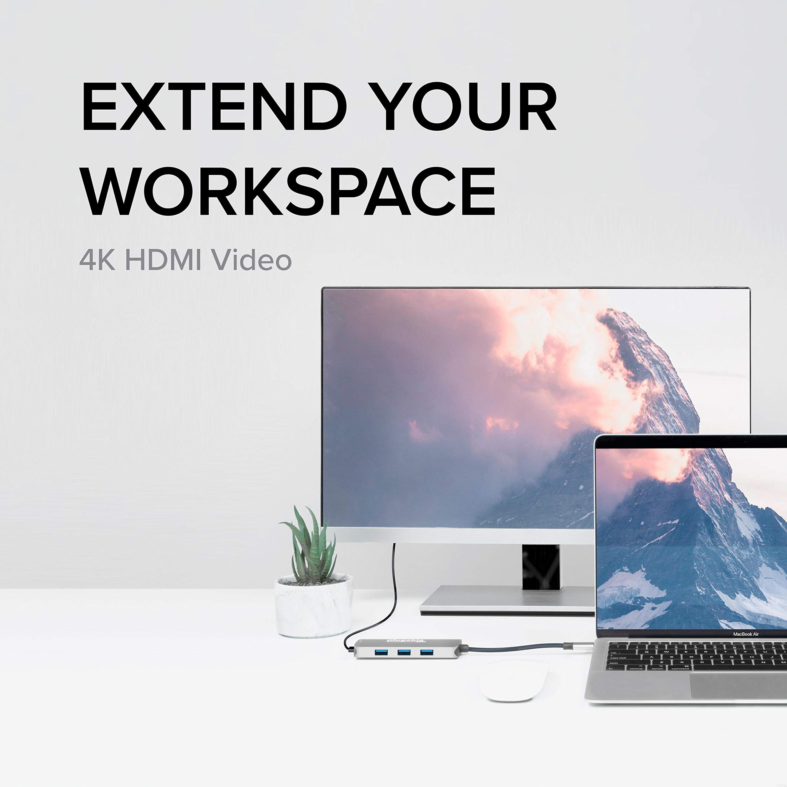 Plugable USB-C Hub 7-in-1, Driverless USB C Hub Compatible with Mac, Windows, Chromebook, USB4, Thunderbolt 4, and More (4K HDMI, 3 USB 3.0, SD & microSD Card Reader, 100W Charging)