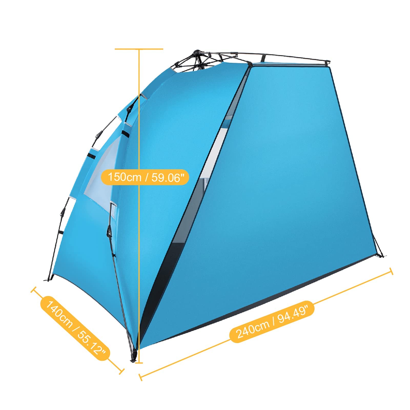 VINGLI Easy Pop Up Beach Tent, 99" L Large Sun Shade Shelter for 4-5 Person with Bag, UPF 50+ Sun Shelter Canopy