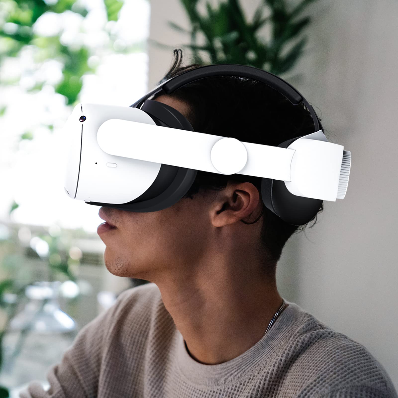 Xiufavty VR Headset Strap Accessories for Oculus Quest 2, Adjustable Headband and Button with Head Cushion Replacement for Elite Strap, Protective Reduce Pressure for VR Headset