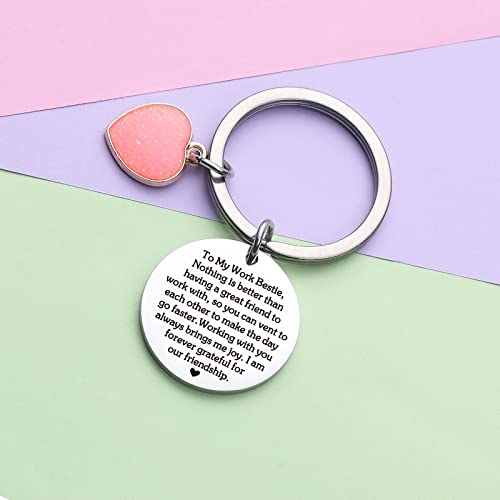ZNOSVEI Work Bestie Keychain Coworker Gift Retirement Key Ring Colleague Jewelry Subordinate Gift, Work Bestie Keychain, Standard