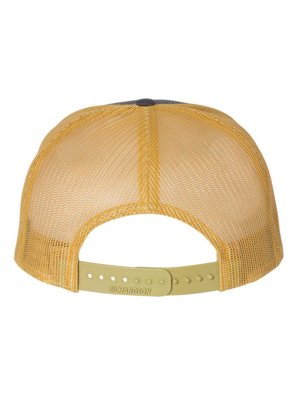 Richardson Seven-Panel Trucker Cap One Size Charcoal/ Old Gold