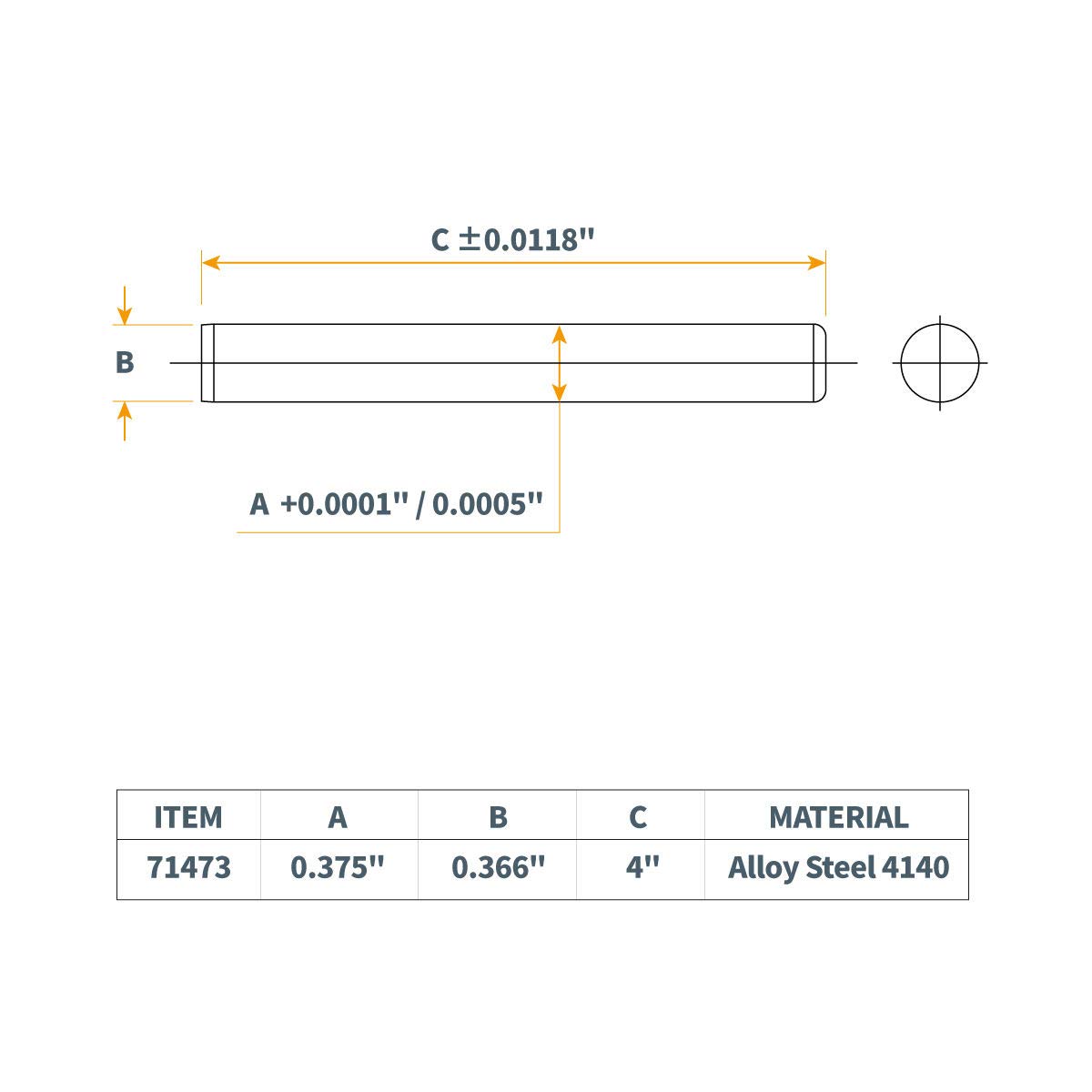 POWERTEC 71473 Hardened Steel Dowel Pins 3/8 Inch | Heat Treated and Precisely Shaped for Accurate Alignment β 4 Pack