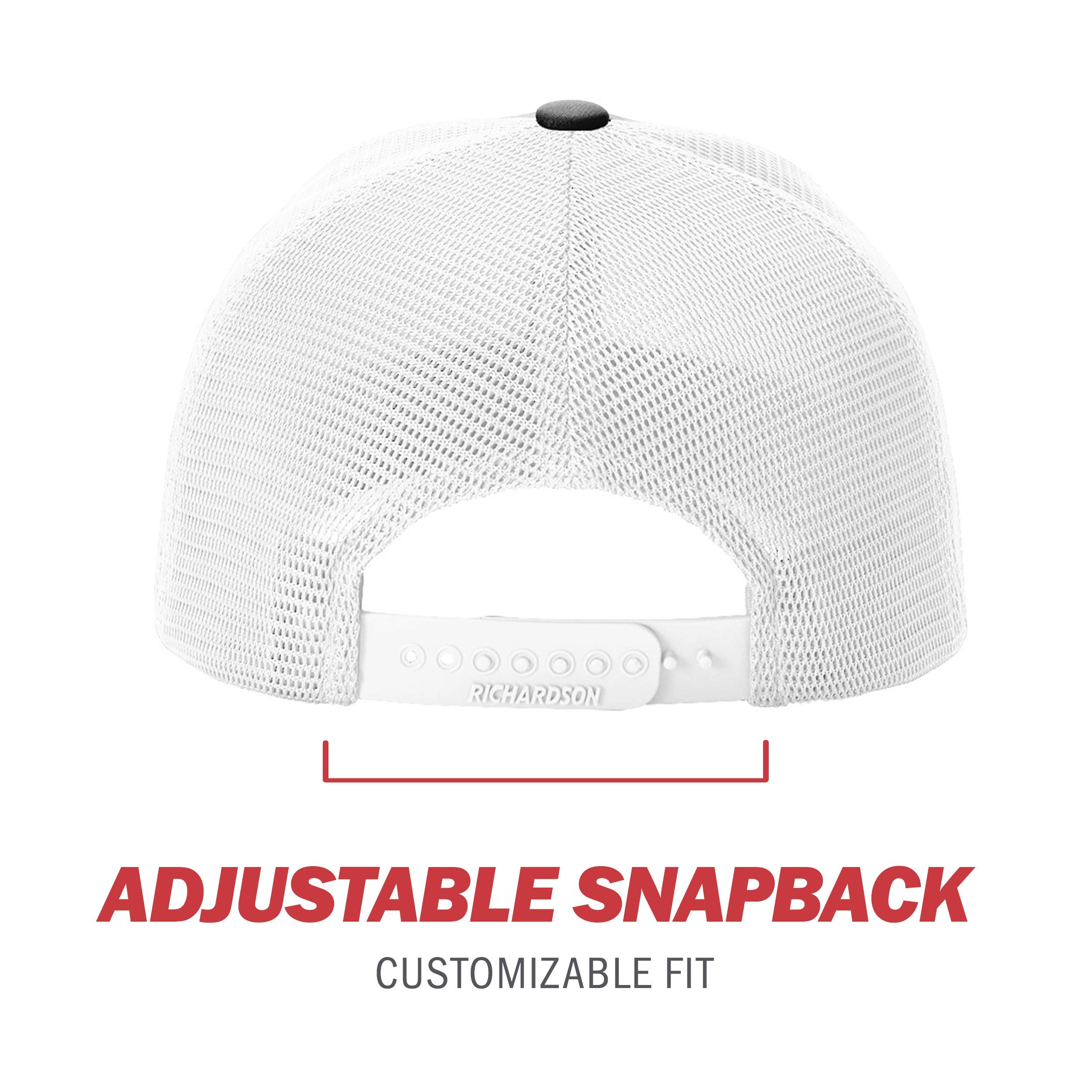 Richardson Unisex 174 Performance Trucker Adjustable Snapback Baseball Cap, Split Dark Green/White, One Size Fits Most