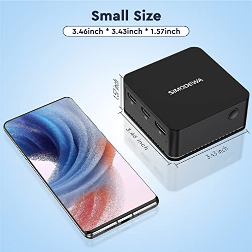 SIMODEWA Mini PC, 12TH Intel Alderlake-N N100, 12GB LPDDR5/512GB SSD, Mini Desktop Computer Windows 11 Pro, 4K UHD Output, Triple Display, HDMI*2, DP*1, USB 3.2 * 3, WiFi6 BT 5.2