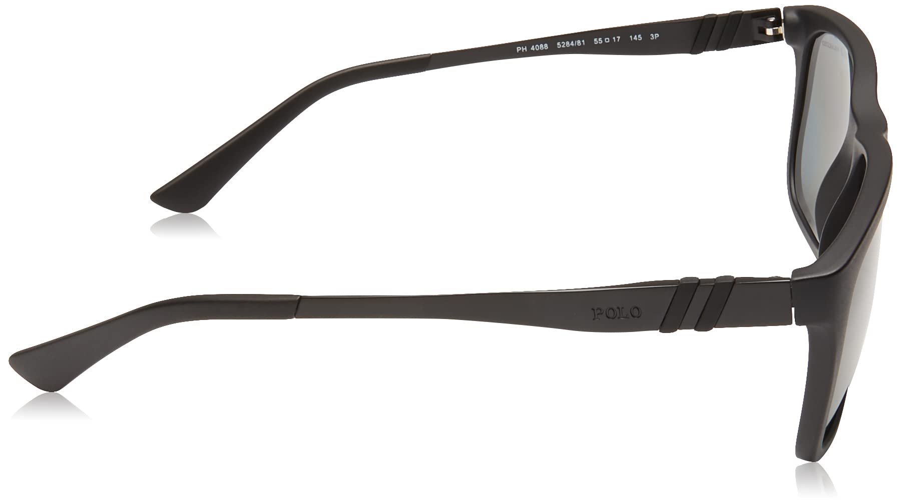 Polo Ralph Lauren Mens PH4088 Rectangular Sunglasses, Matte Black/Polarized Grey, 55 mm