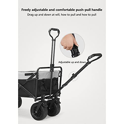 Outdoor Utility Wagon,Collapsible Outdoor Utility Wagon with Universal Silent Wheel,Can Bear The Weight of 100KG,Adjustable Handle,for Camping Grocery