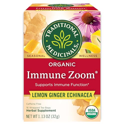 Traditional Medicinals Tea, Organic Immune Zoom Lemon Ginger, Supports Immune Function, 16 Tea Bags
