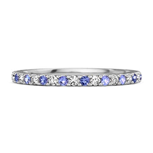 Shine Jewel 0.18 Cts Tanzanite Gemstone Half Eternity Band 925 Sterling Silver Unique Stackable Ring (9)