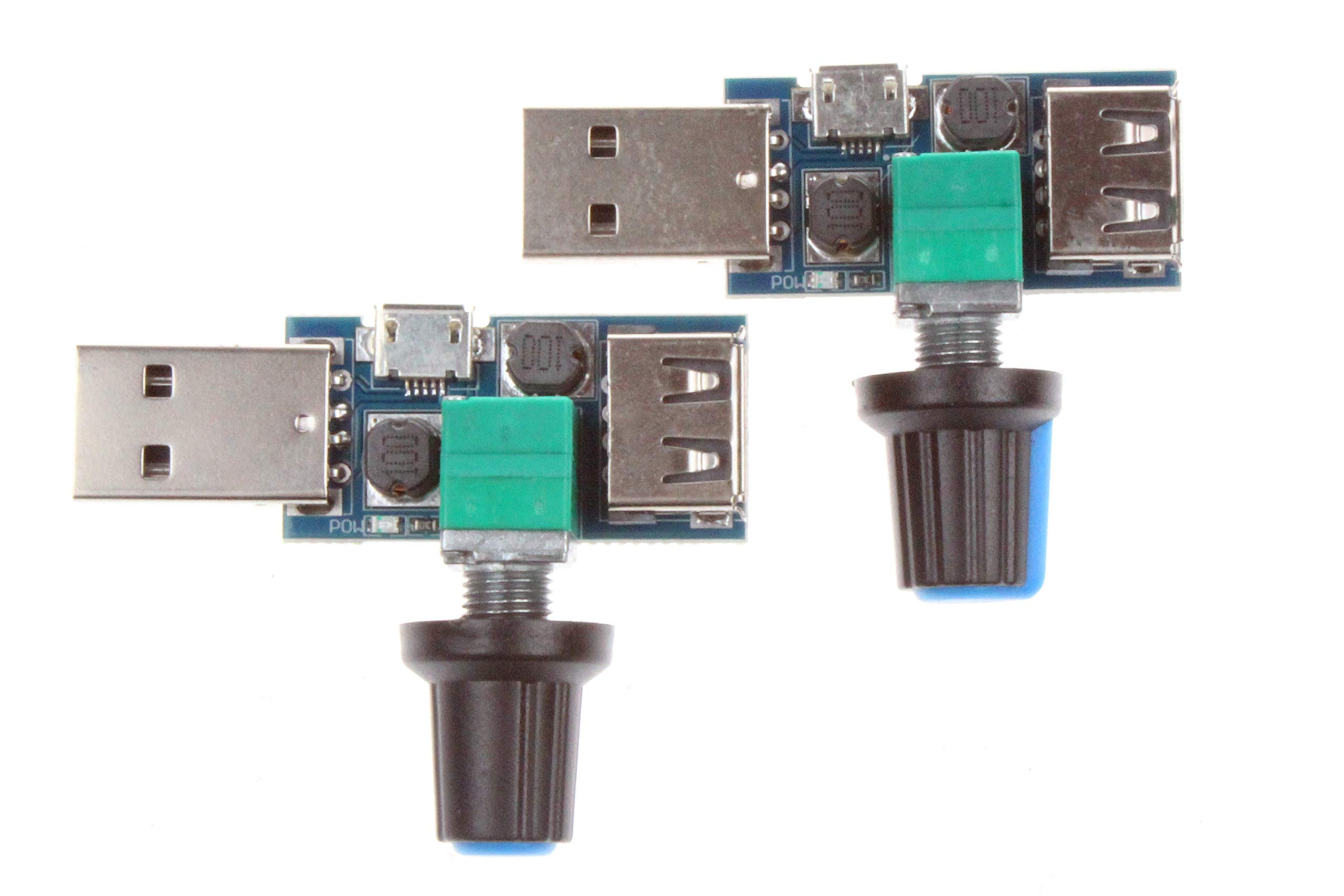 NOYITO 5V USB Fan Stepless Speed Controller Regulator with Switch Speed Module DC 4-12V to 2.5-8V 5W (Pack of 2)