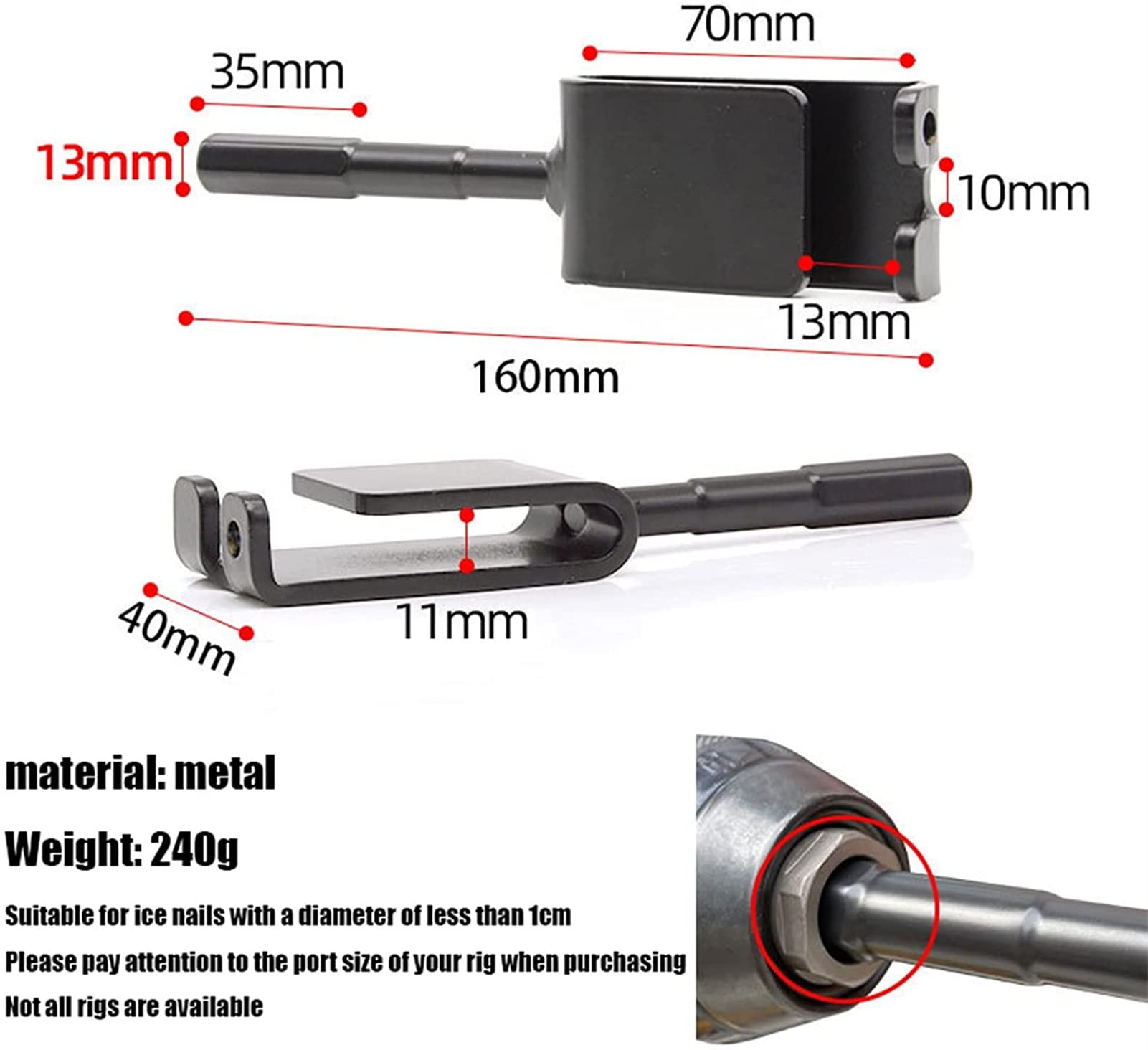 wxxjn Ice Anchor Drill Adapter, Quickly Screw Nails into Ice Fishing Tent Ice Shed Accessories Shed Pegs Tent Holder Accessories
