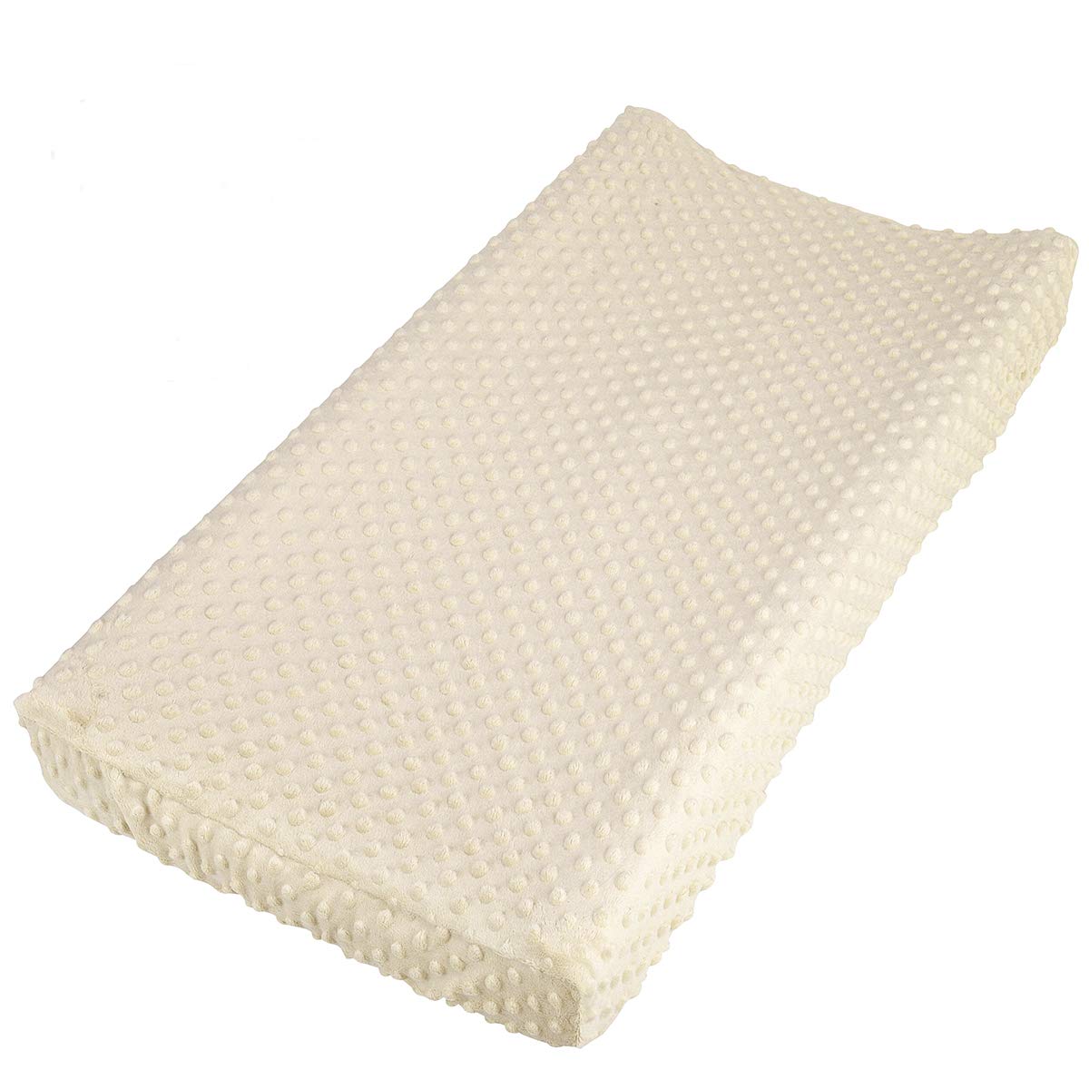 Nozaam - Baby Plush Minky Dot Changing Pad Cover - Ultra-Soft Stretchy Fitted Cover for Standard Nursery Changing Pad (Beige)
